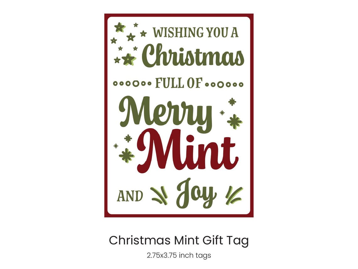 Christmas Mint Gift/treat Tag | Wishing You A Christmas Full of Merry ...