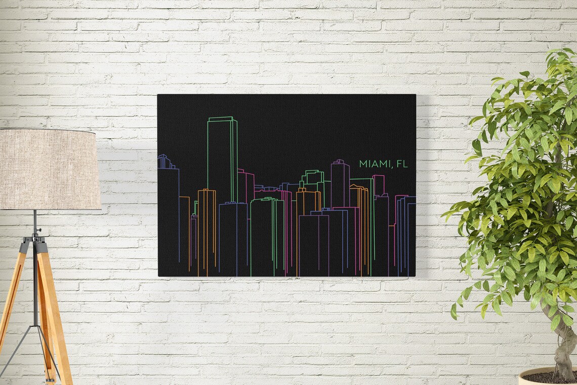 Miami City Skyline Print - Etsy