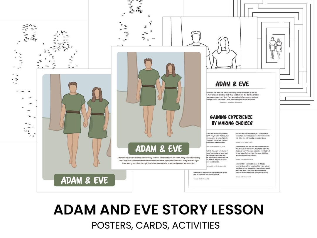 Adam and Eve Story/lesson Poster/cards and Activity Pages, Printable ...