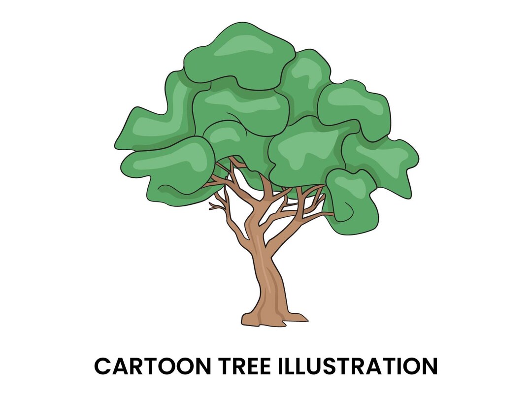 Simple Cartoon Style Tree Illustration | Ai, Eps, Svg, Png - Etsy