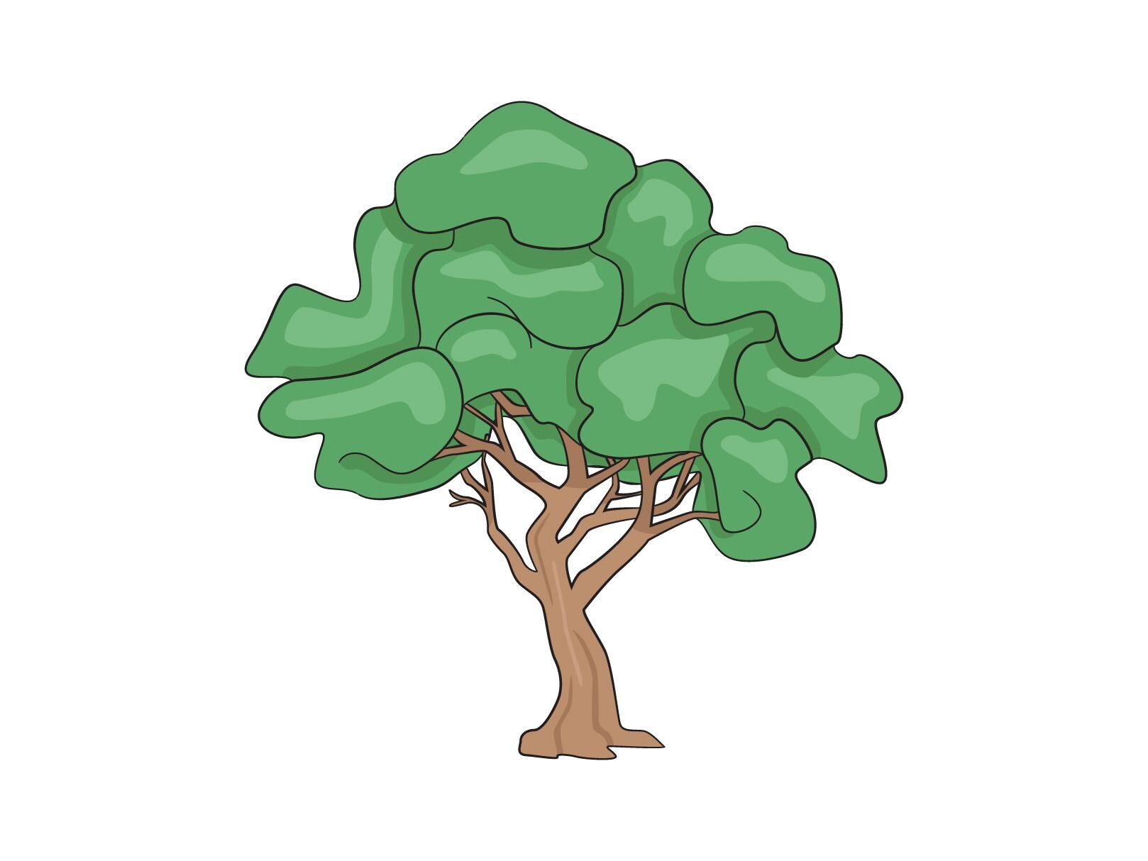 Simple Cartoon Style Tree Illustration | Ai, Eps, Svg, Png - Etsy