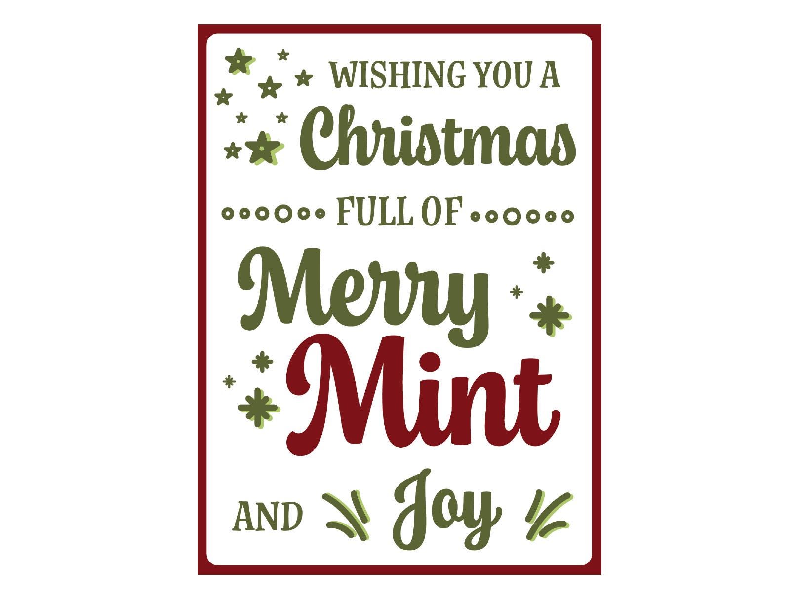 Christmas Mint Gift/treat Tag | Wishing You A Christmas Full of Merry ...