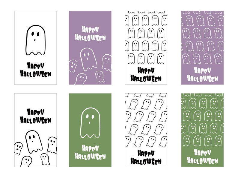 Printable Halloween Ghost Gift Tags: Rectangle & Tag Shapes (digital ...