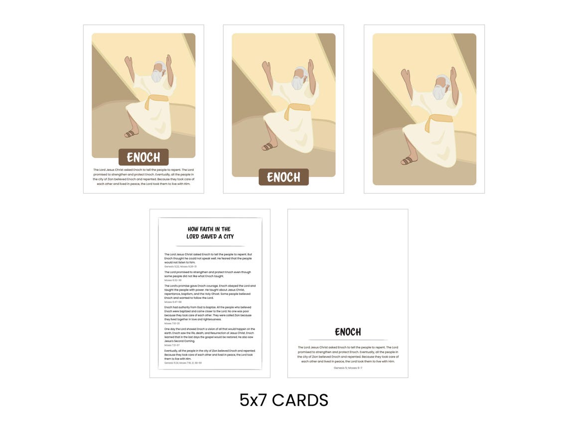 Enoch Story/lesson Poster/cards and Activity Pages, Printable PDF, Come ...