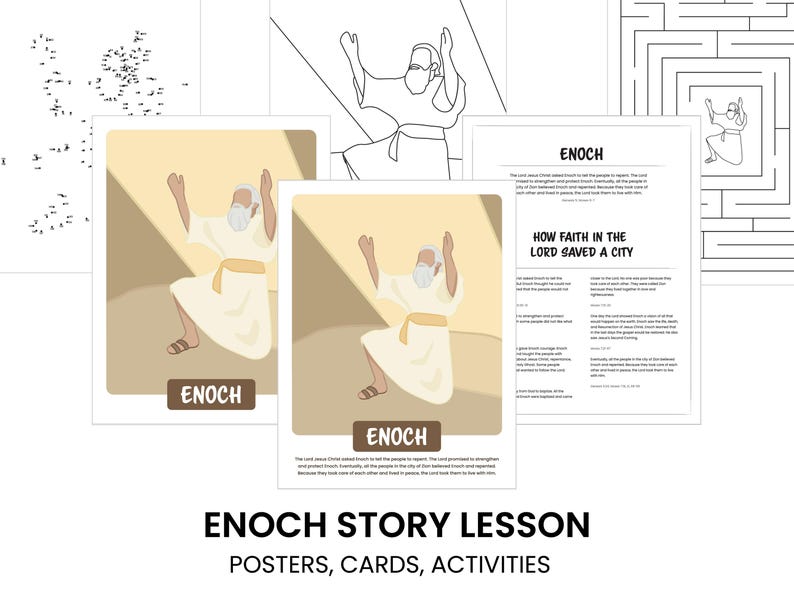 Enoch Story/lesson Poster/cards and Activity Pages, Printable PDF, Come ...