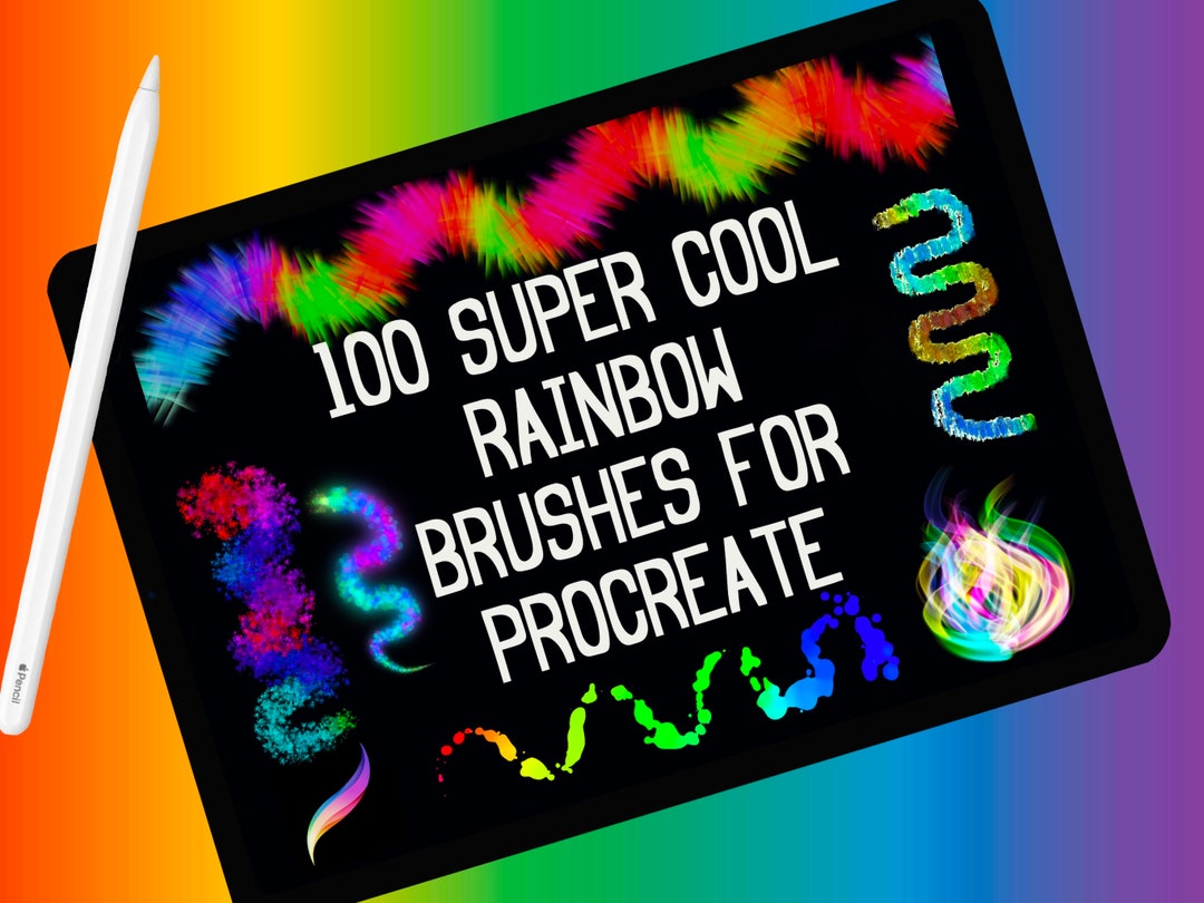 100 Procreate Rainbow Brushes, Color Changing Brushes, Good for Lettering and Illustrations ...