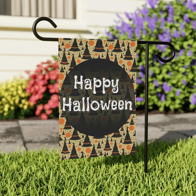 Witches Hat Full Moon 12x18 Yard Flag Halloween Garden Decoration Fall ...