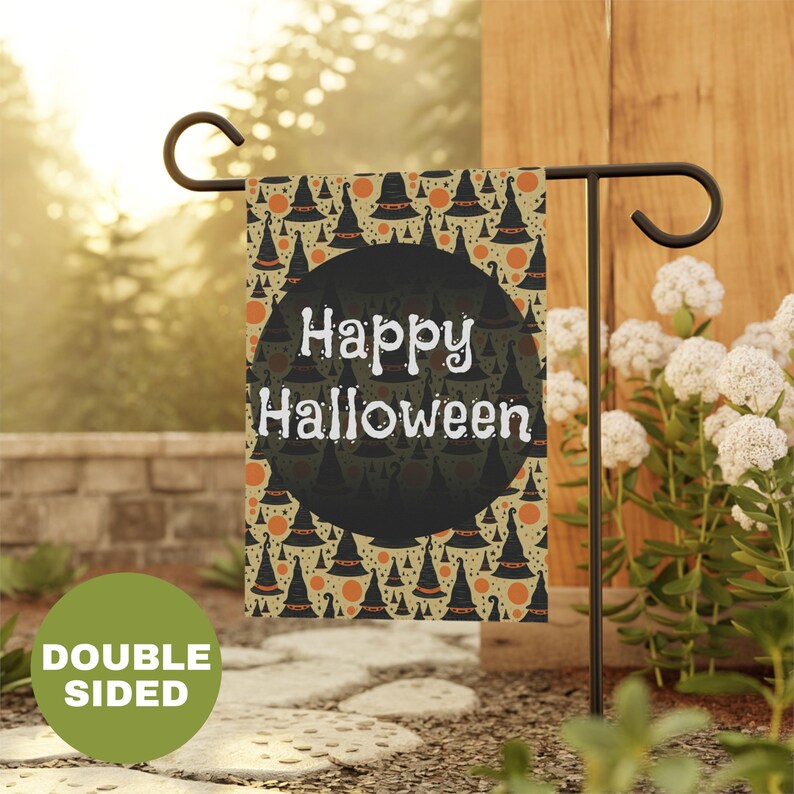 Witches Hat Full Moon 12x18 Yard Flag Halloween Garden Decoration Fall ...