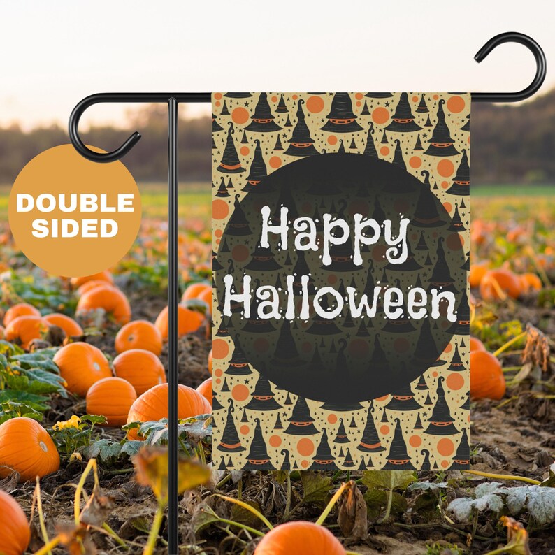 Witches Hat Full Moon 12x18 Yard Flag Halloween Garden Decoration Fall ...