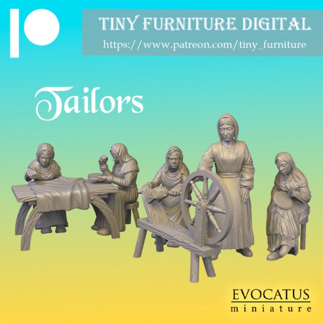 Town Tailors Artisan Workshop Scatter Folk People Medieval Skill Trade ...