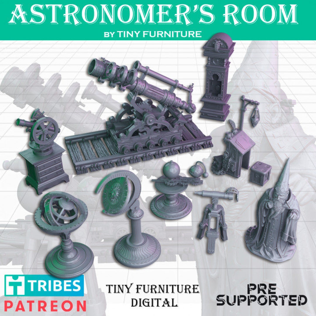 Astronomers Room Telescope Globe Medieval Wizard Scatter Terrain ...