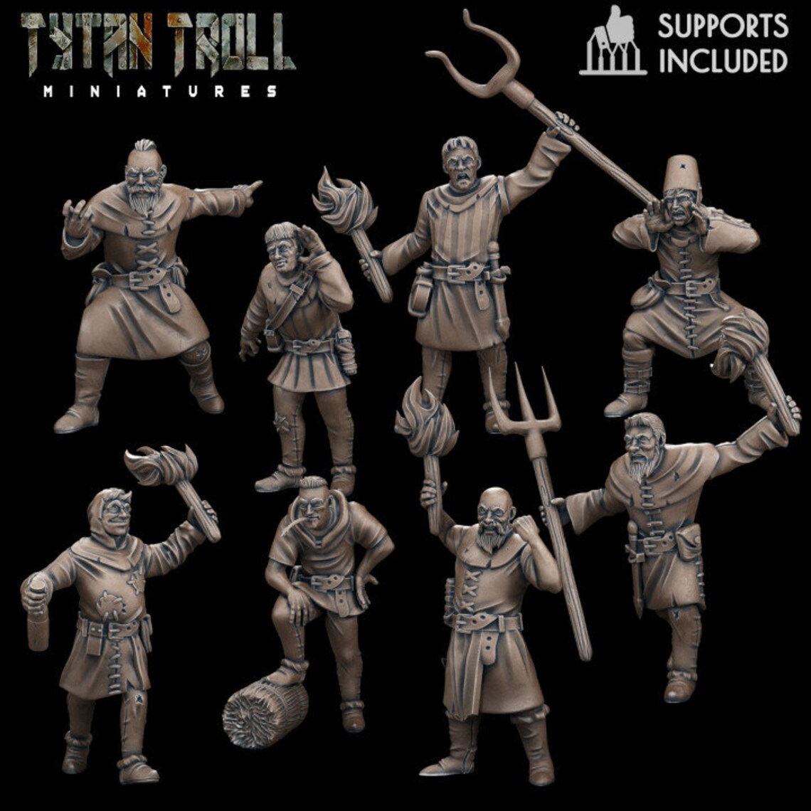 Mob Villager Bundle Village Angry People Torches Pitchforks Dnd Town ...