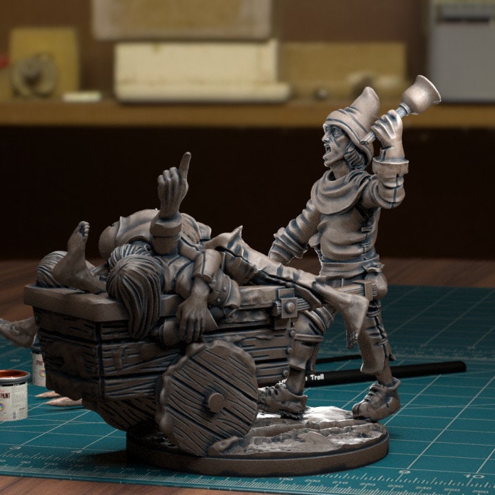 Dead Body Collector Cart Miniature Resin Print TTRPG Fantasy D&D 32mm ...