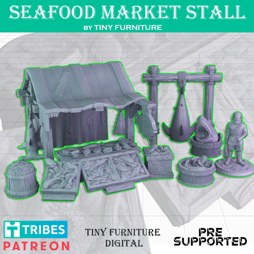 Seafood Market Stall Shop Fish Sea Port Scatter Terrain Scenery TTRPG ...