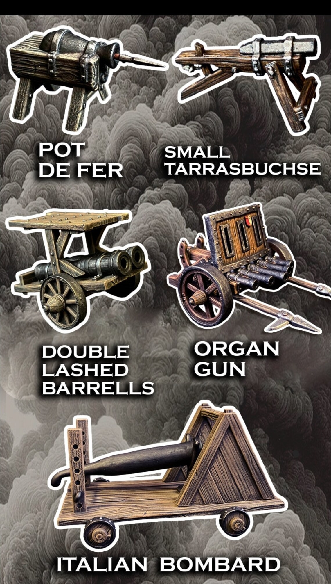 20 Medieval Artillery Weapons Serpentine Bombard Organ Gun Cannon ...