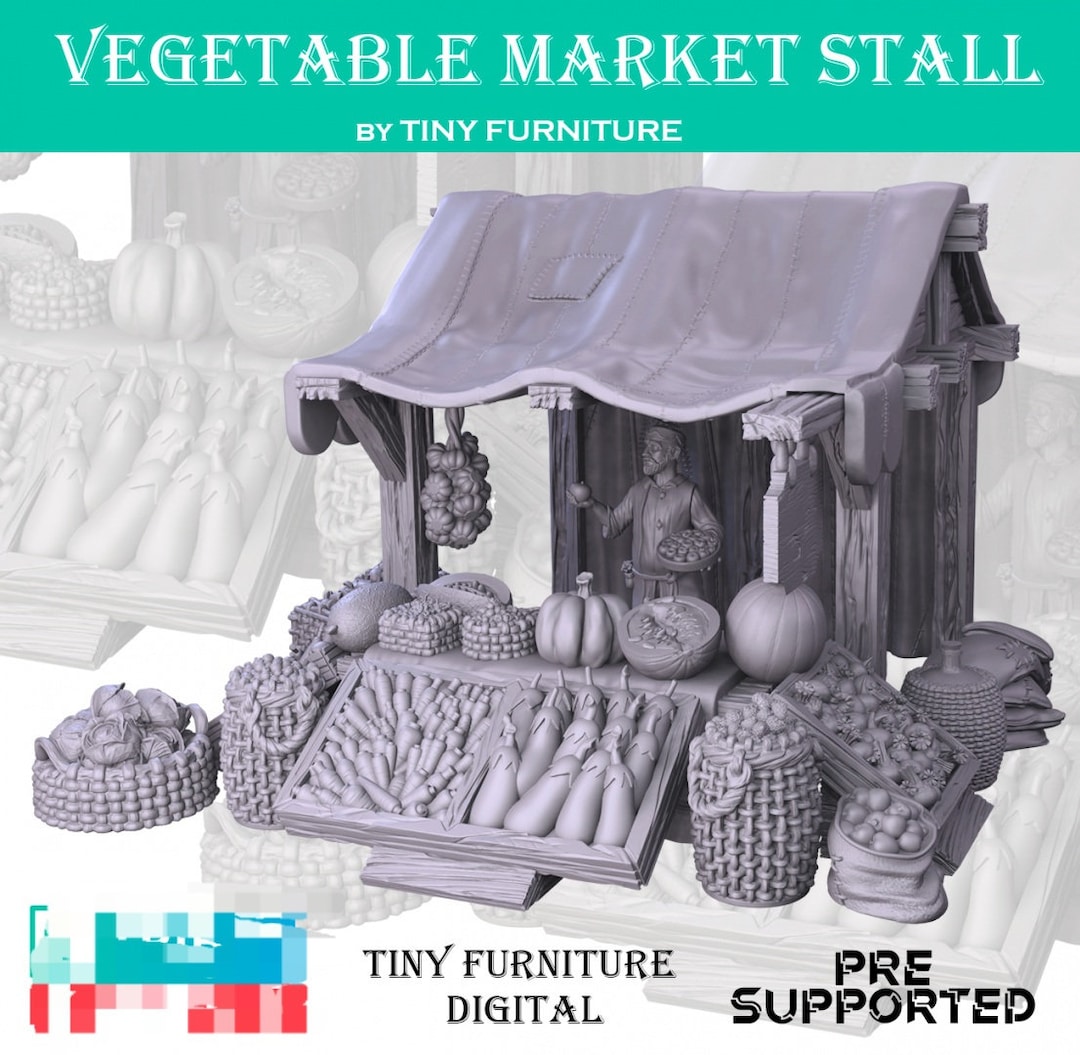 Vegetable Market Stall Scatter Terrain Medieval Fantasy Miniature D&D ...