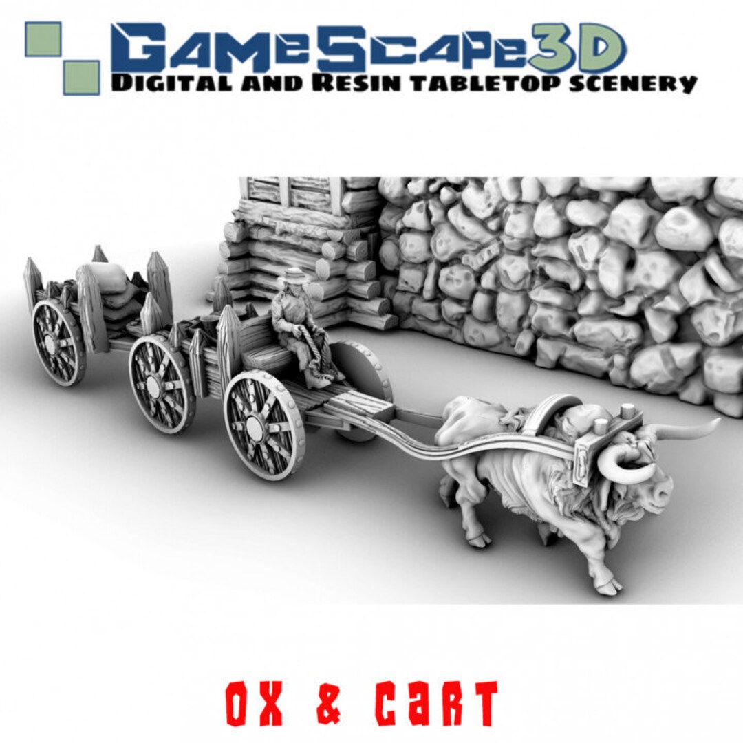 Ox Pulling Cart Merchant Traveler Goods Scatter Terrain Scenery ...