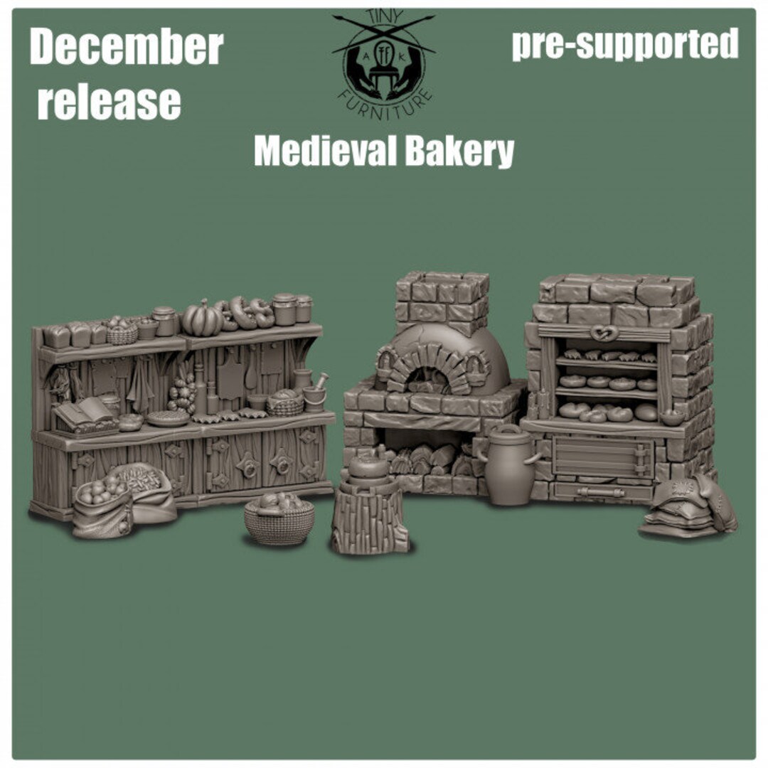Medieval Bakery Artisan Oven Baker Scatter Terrain D&D Miniature TTRPG ...