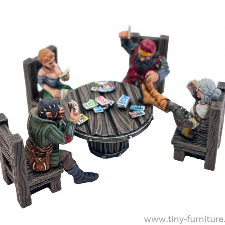 Card Players Tavern Towns Folk Miniature Resin Print 32mm TTRPG Fantasy ...