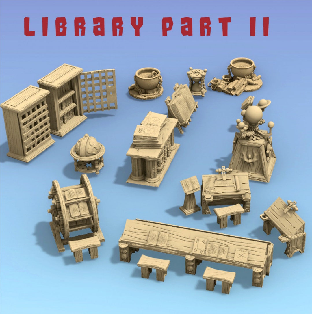 Library Scatter Books Globe Planetary Model Wheel Terrain Scenery ...