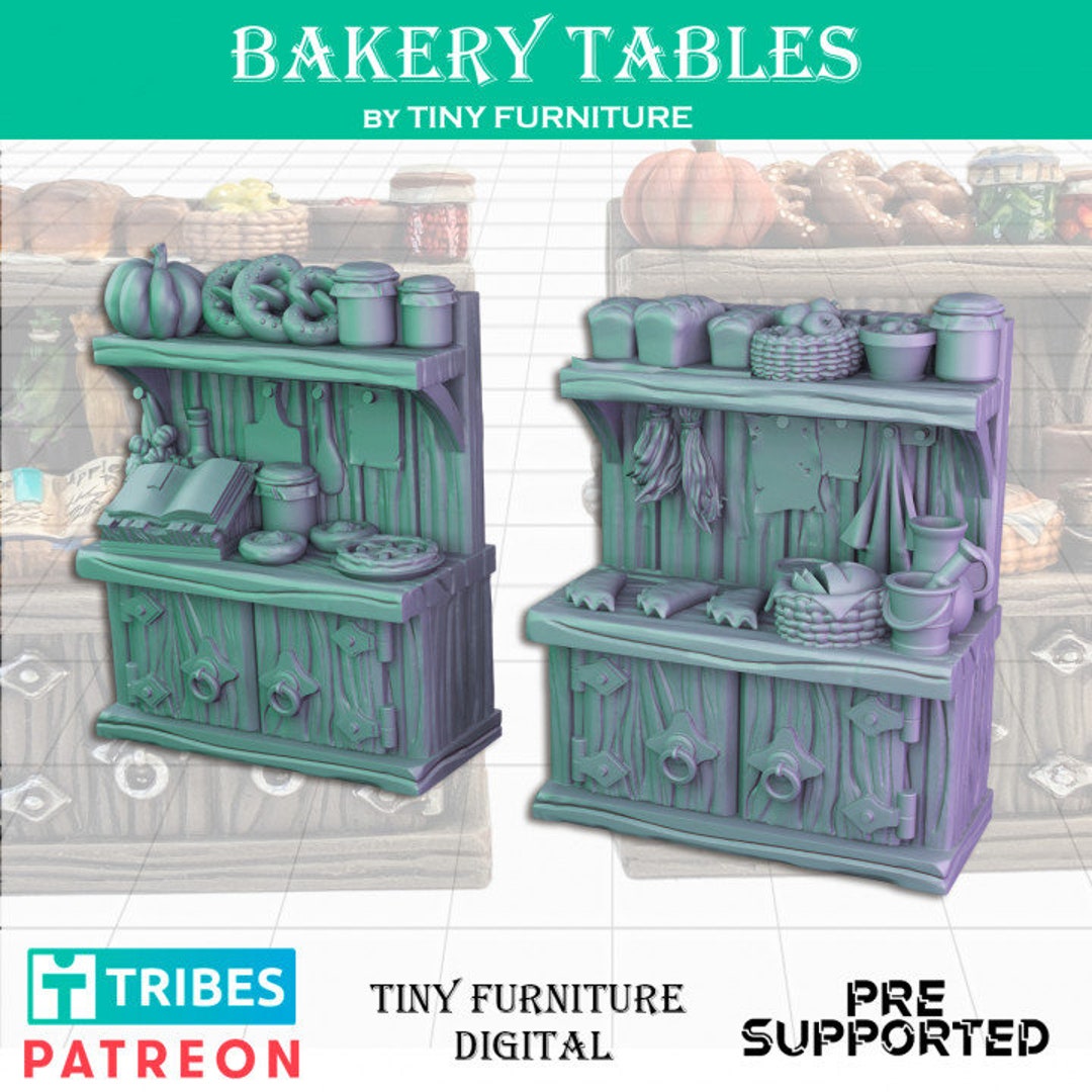 Bakery Cabinet Tables Bakers Cupboards Kitchen Pantry Shelves Scatter ...