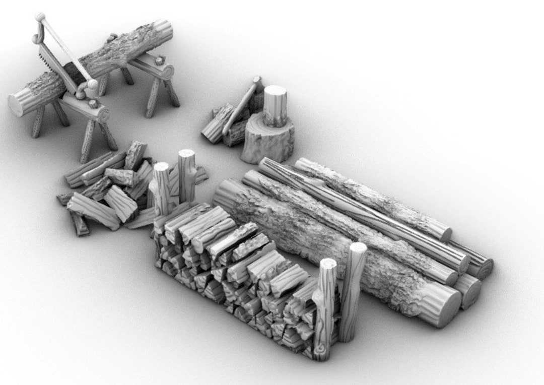 Wood Chopping Work Site Miniature RPG TTRPG D&D 3D Print Terrain ...