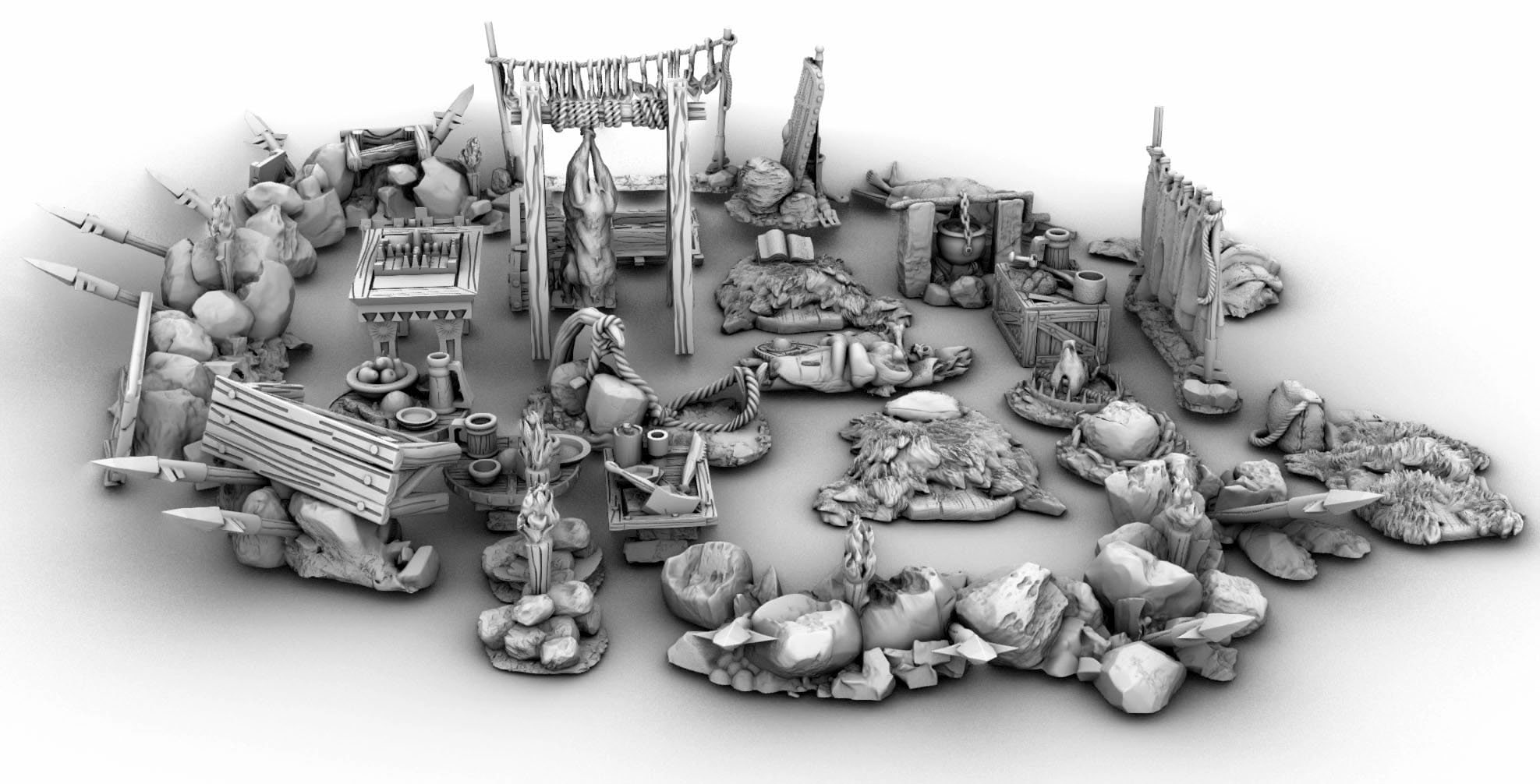 Dungeon Campground Set Campsite TTRPG Fantasy Dnd Medieval Scatter ...