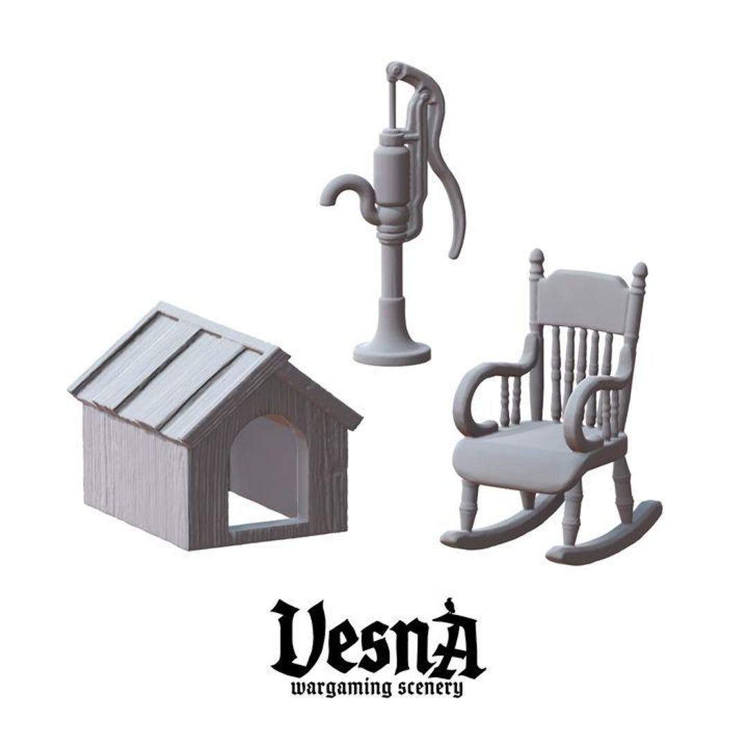 19th Century Farm Accessories Rocking Chair Water Pump Wood Dog House ...