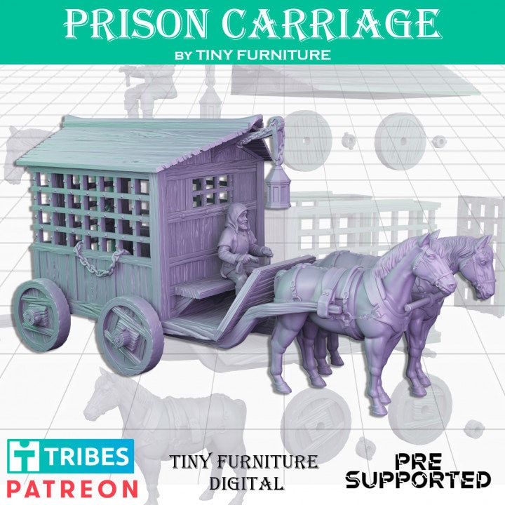 Prisoner Carriage Cage Horse Drawn Victorian Edwardian Town Scatter ...