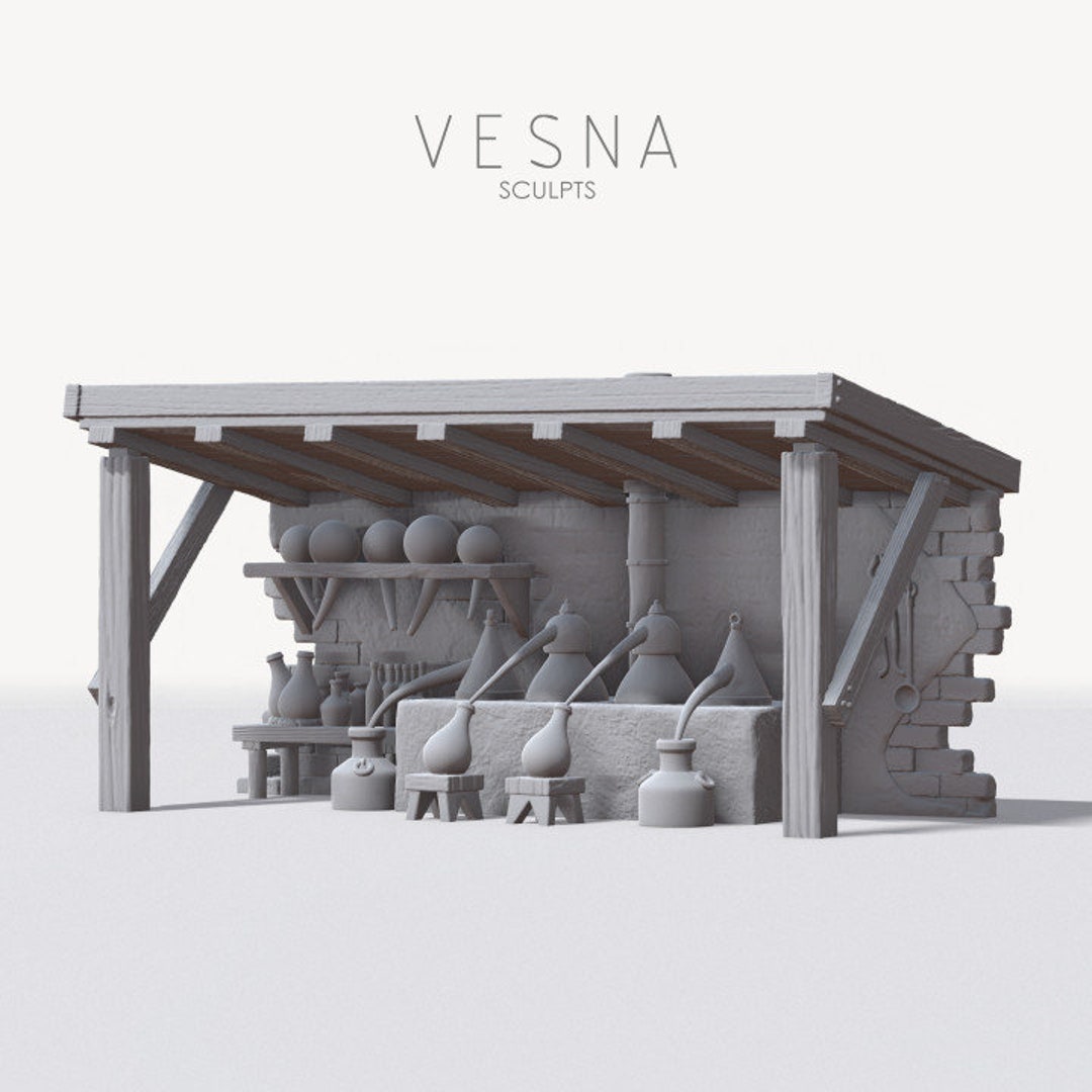 Alchemist Laboratory Work Shop Station Medieval Fantasy TTRPG Miniature ...