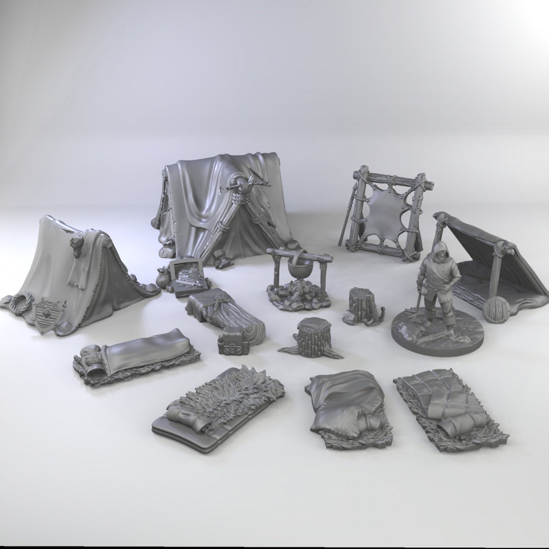 Bandit Camp Scatter Terrain D&D Pathfinder TTRPG Resin Print Fantasy ...