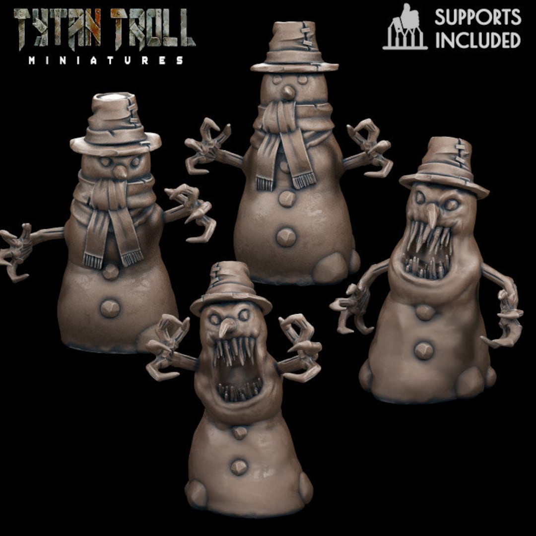 4 Evil Snowmen Snowman Creature D&D 32mm Miniature Fantasy TTRPG - Etsy