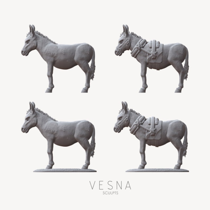 Donkey Pulling Wagon 2 Wheel Cart Goods Merchant Western Scatter ...