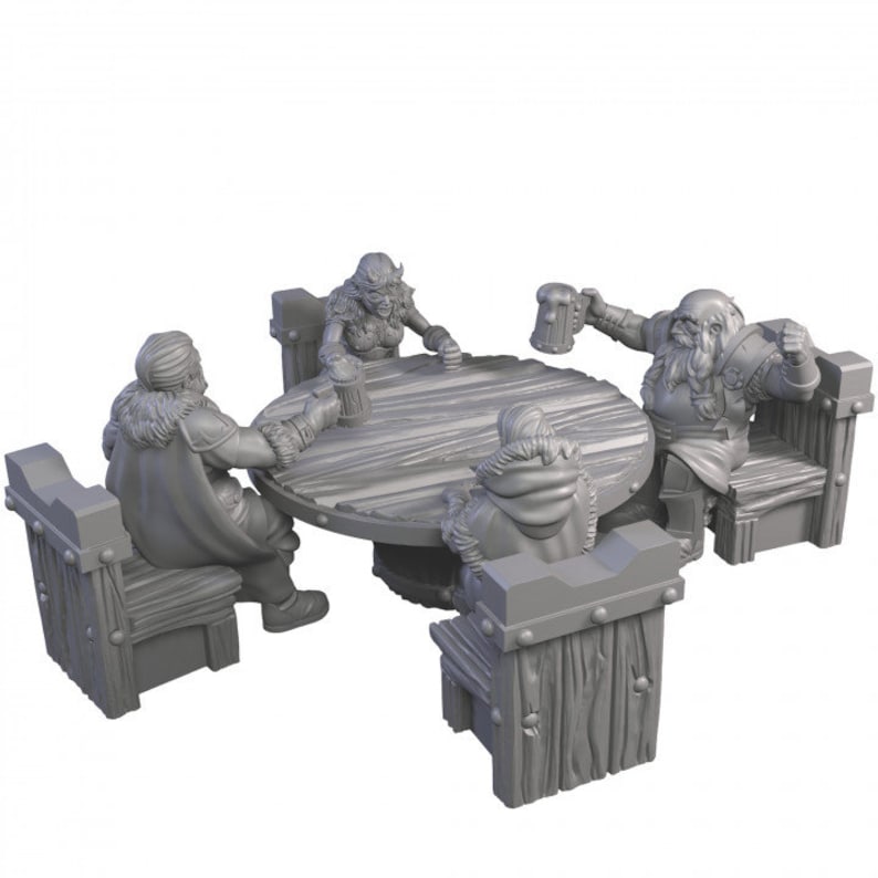 Adventurers Celebrating at a Table Fantasy D&D Scatter Terrain - Etsy