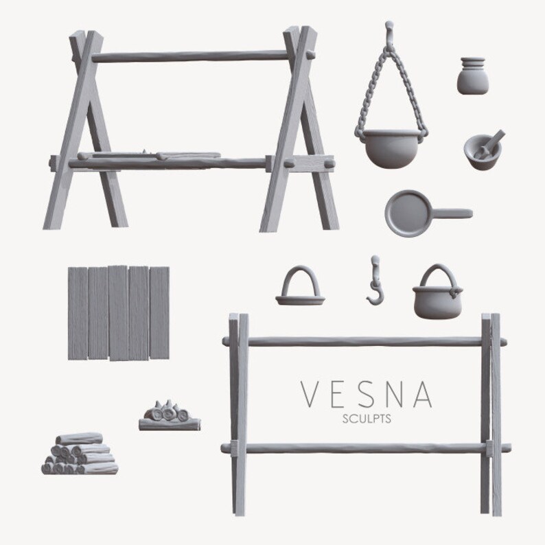 Medieval Cooking Stand Grill Tavern Bar Scatter Terrain Scenery ...