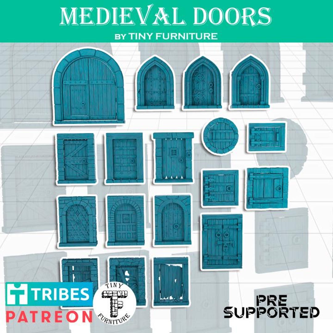 Medieval Doors Double Single Trap Wood Stone Castle Ruins Scatter ...