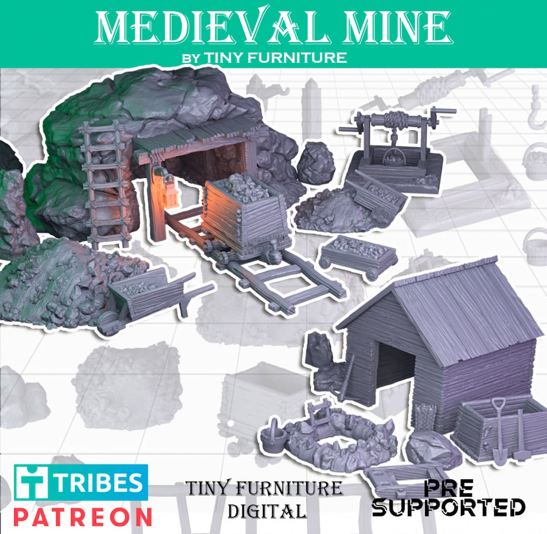 Medieval Mine Miners Scatter Terrain Scenery Landscape TTRPG Fantasy ...