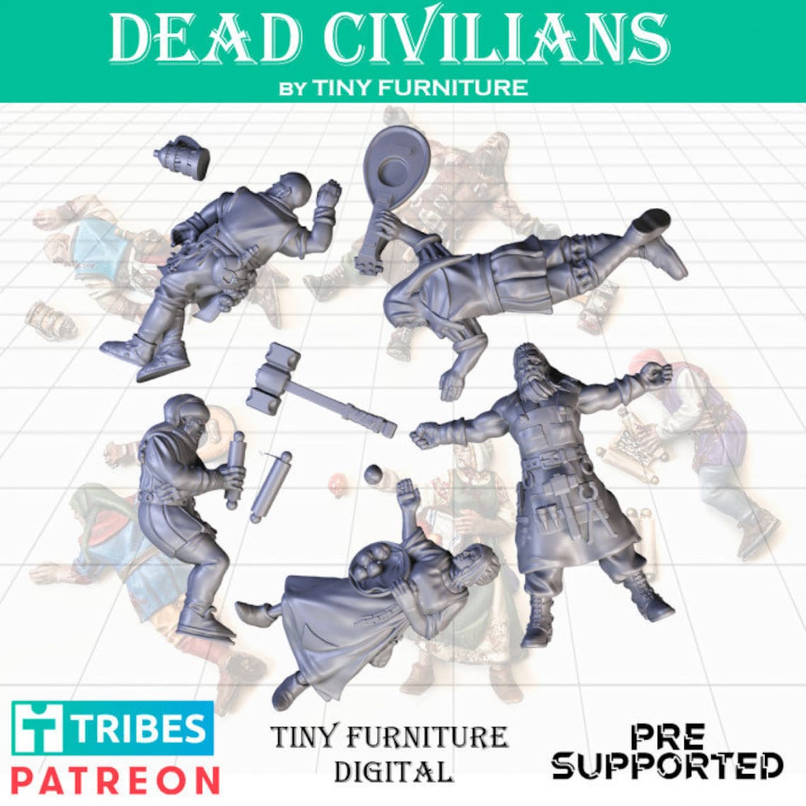 Dead Civilians Casualty Marker Bodies Scatter Terrain Scenery Dnd TTRPG ...