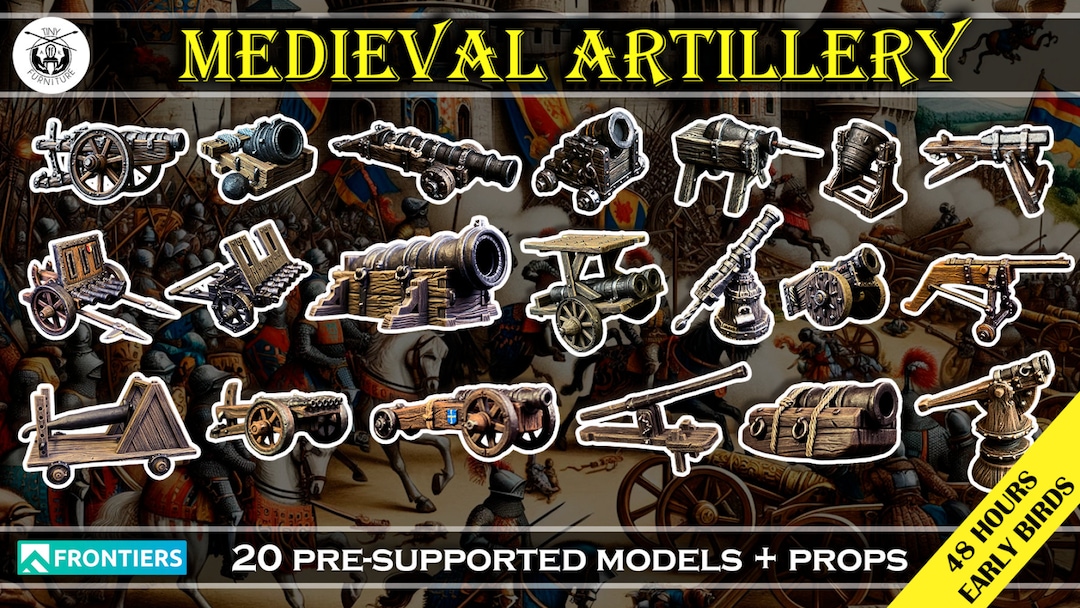 20 Medieval Artillery Weapons Serpentine Bombard Organ Gun Cannon ...