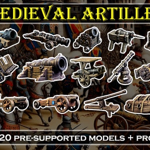 20 Medieval Artillery Weapons Serpentine Bombard Organ Gun Cannon ...