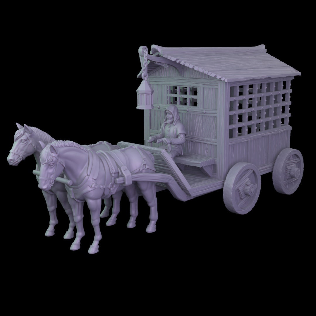 Prisoner Carriage Cage Horse Drawn Victorian Edwardian Town Scatter ...