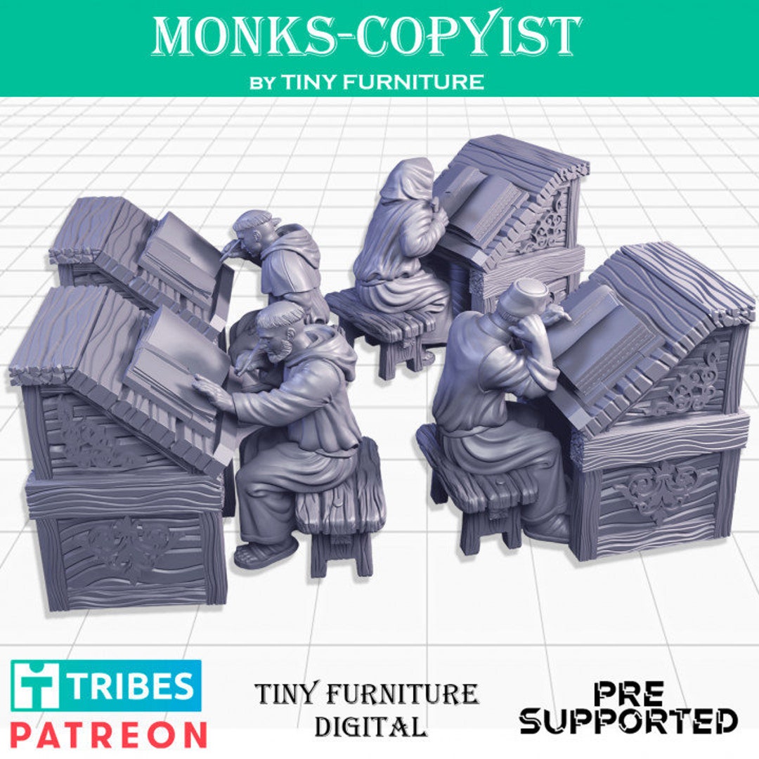 Monks Reading Copying Writing Books Scrolls Monastery Fantasy TTRPG ...