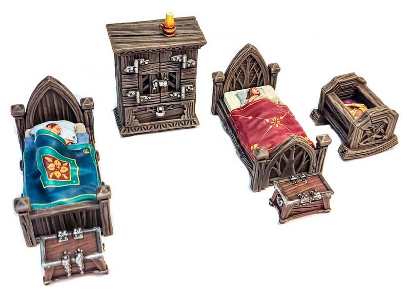 Medieval Bedroom Furniture Beds Wardrobe Rocking Cradle Scatter Terrain ...