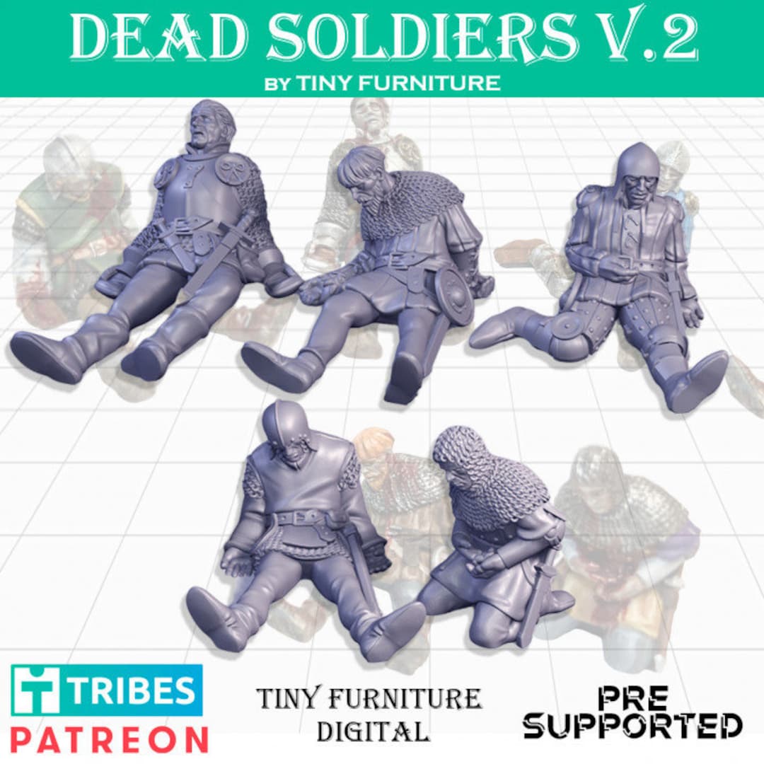 Dead Soldier Guard V2 Casualties Marker Body Dnd TTRPG Terrain Scatter ...