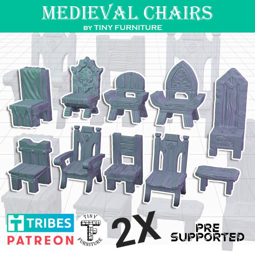 Medieval Chair Bundle Throne Wood Chairs Seats Stool Scatter Terrain ...
