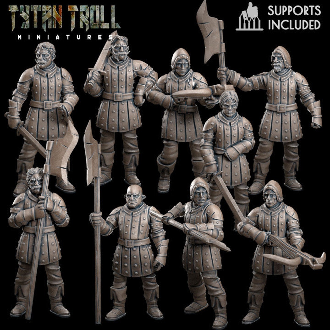 City Guard Bundle Guards Fantasy TTRPG Miniature Resin Print 32mm ...
