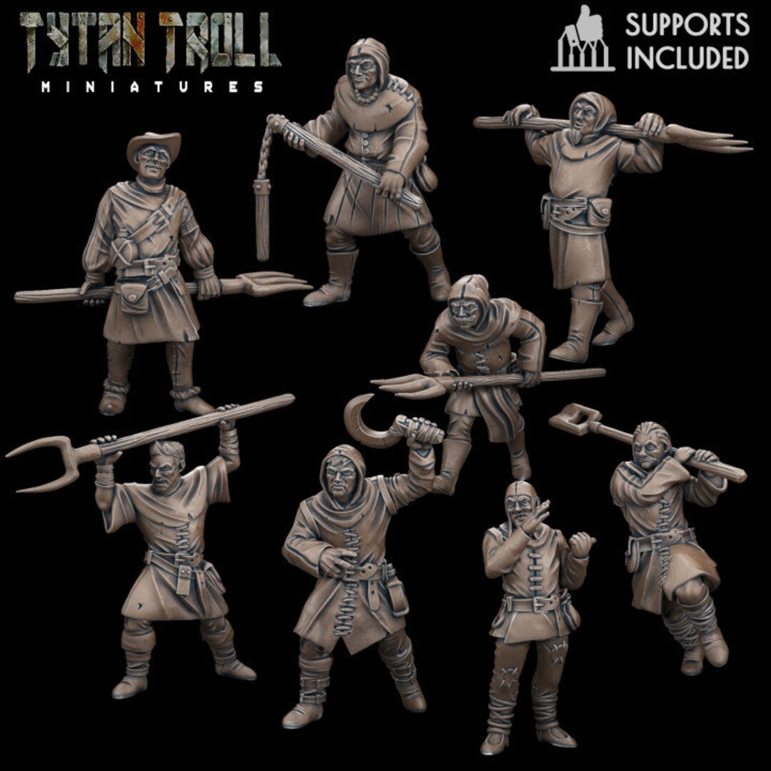 Medieval Villagers Mob #1 Angry People Folk Fantasy D&D 32mm Miniature ...
