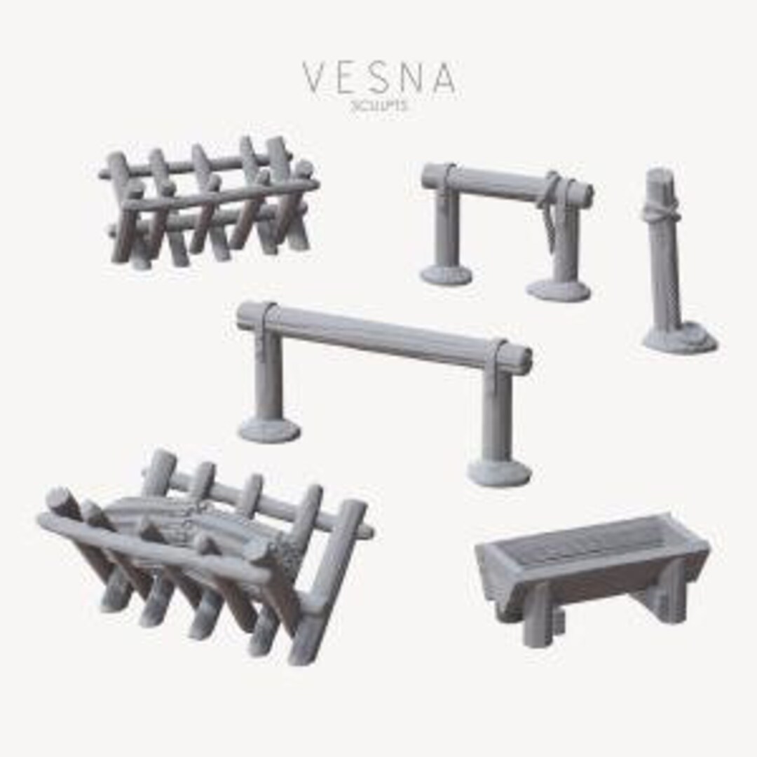 Horse Stall Accessories Trough Tie Posts Scatter Terrain Scenery ...