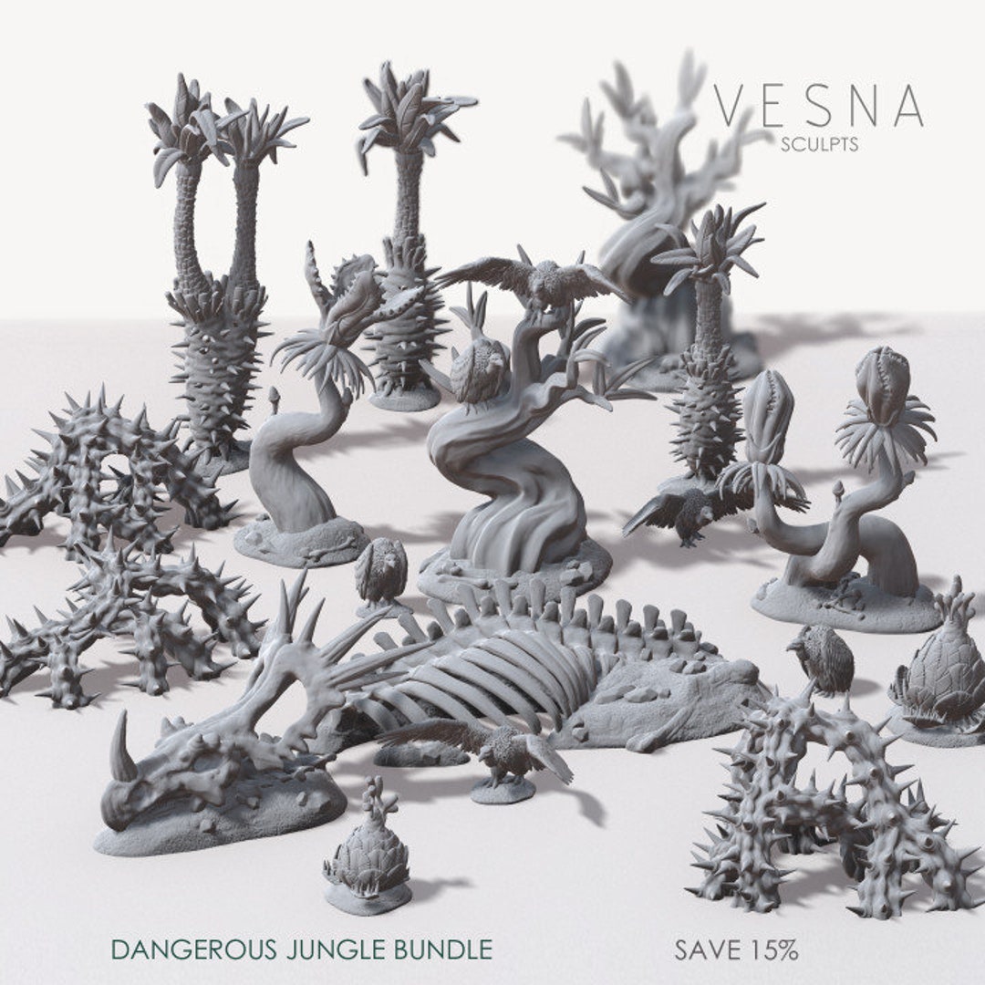 Jungle Terrain Bundle Predatory Palm Trees Plants Vultures Dinosaur ...