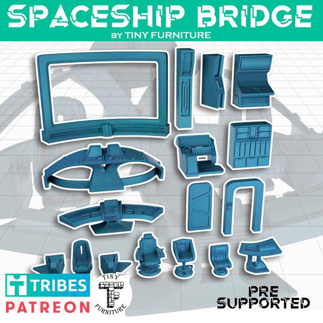 Space Bridge Scatter Pilot Area Scifi Space Ship Computers Chairs ...
